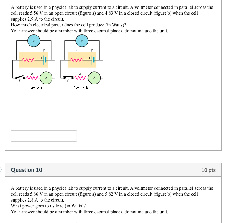 Solved A battery is used in a physics lab to supply current | Chegg.com