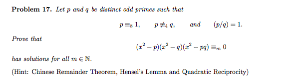 Solved Problem 17. Let p and q be distinct odd primes such | Chegg.com