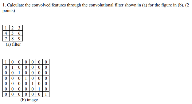 Solved 1. Calculate the convolved features through the | Chegg.com