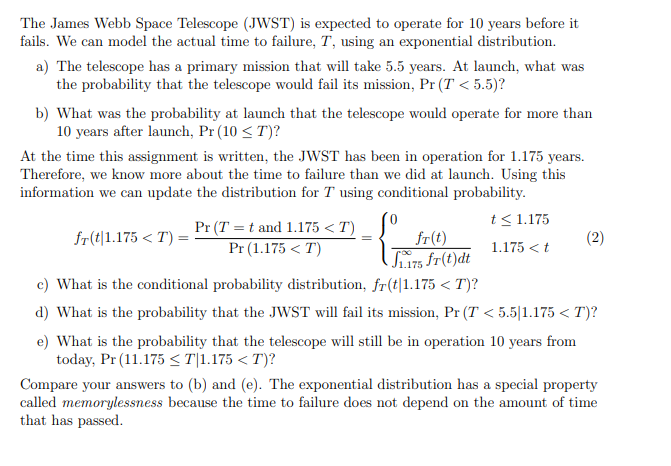 Solved The James Webb Space Telescope (JWST) is expected to | Chegg.com