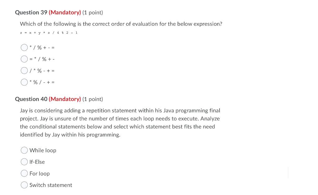 Solved Question 37 (Mandatory) (1 point) A constructor is | Chegg.com