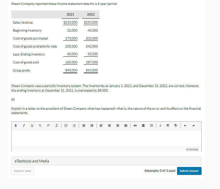 Solved Sheen Company reported these income statement data | Chegg.com