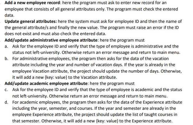 Solved Add a new employee record: here the program must ask | Chegg.com