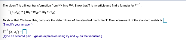 The given Tis a linear transformation from R2 into | Chegg.com