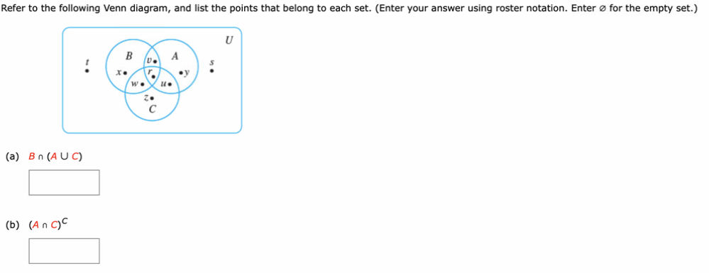 Solved Refer to the following Venn diagram, and list the | Chegg.com