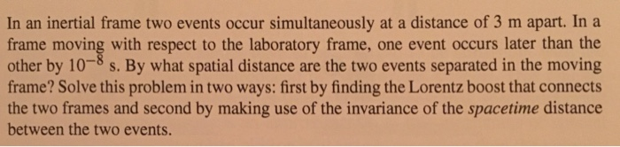 Solved In an inertial frame two events occur simultaneously | Chegg.com