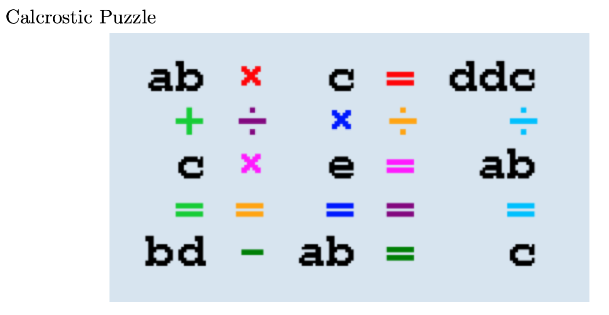 Calcrostic Puzzle bd−ab=c | Chegg.com