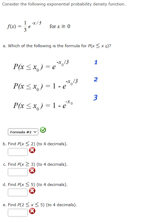 Solved Consider the following exponential probability | Chegg.com