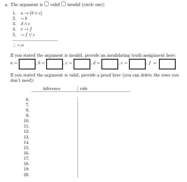 Solved For each of the following logical arguments, either | Chegg.com