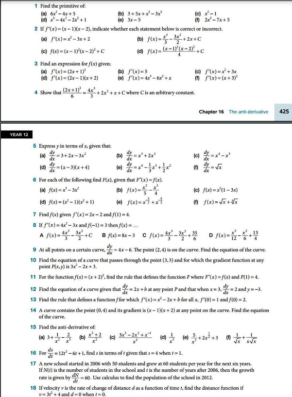 Solved 1 Find the primitive of: (a) 6x2−4x+5 (b) 3+5x+x2−3x3 | Chegg.com