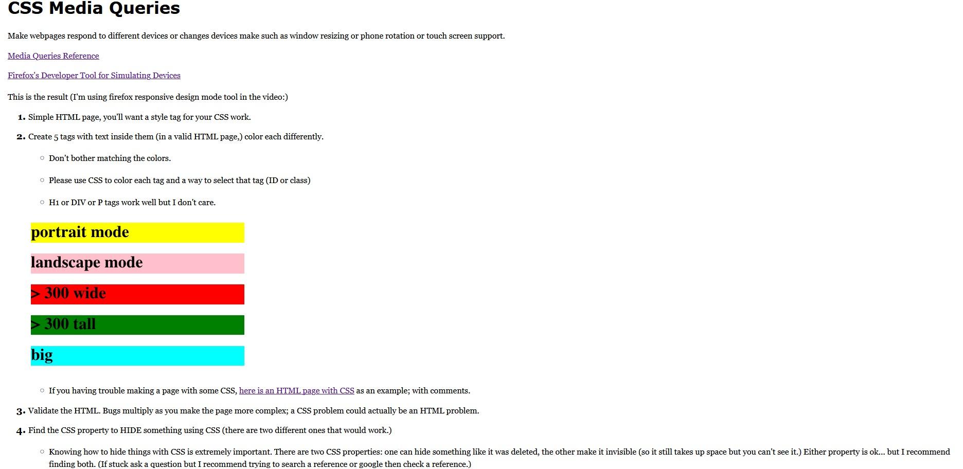 Solved CSS Media Queries Make webpages respond to different | Chegg.com