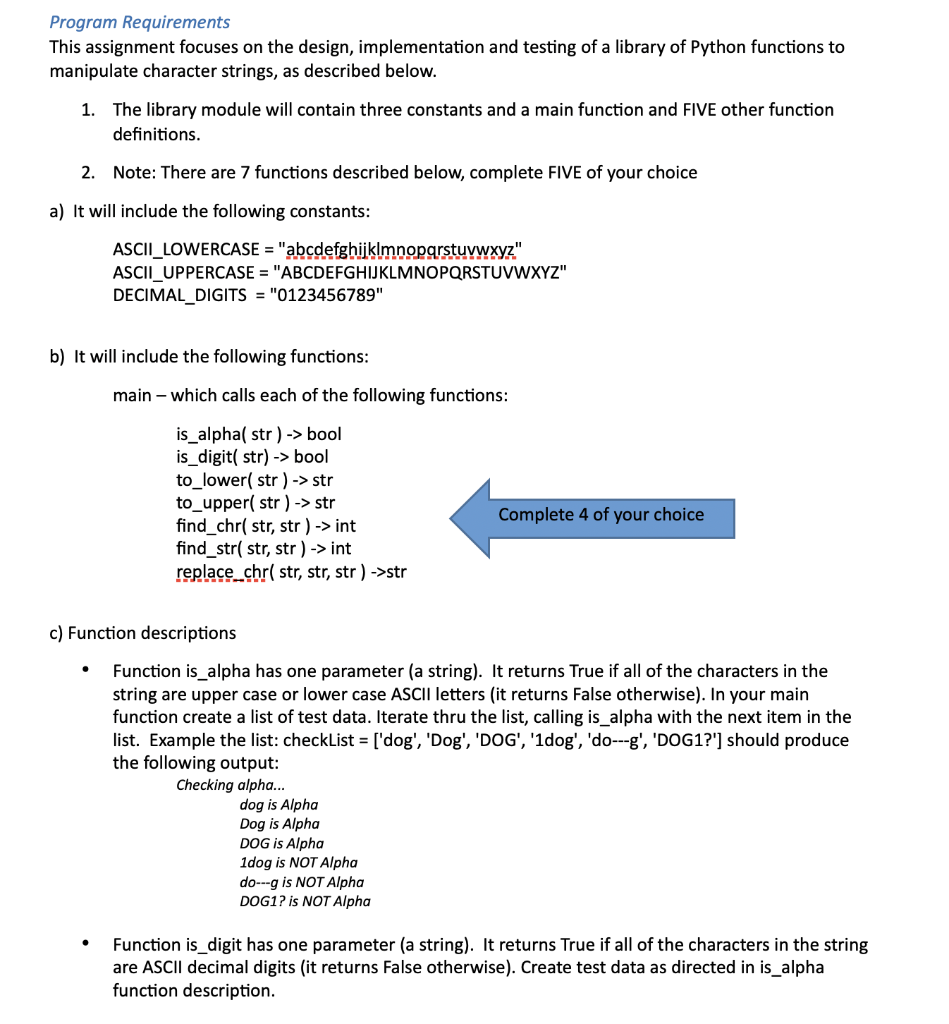 Solved Program Requirements This assignment focuses on the | Chegg.com