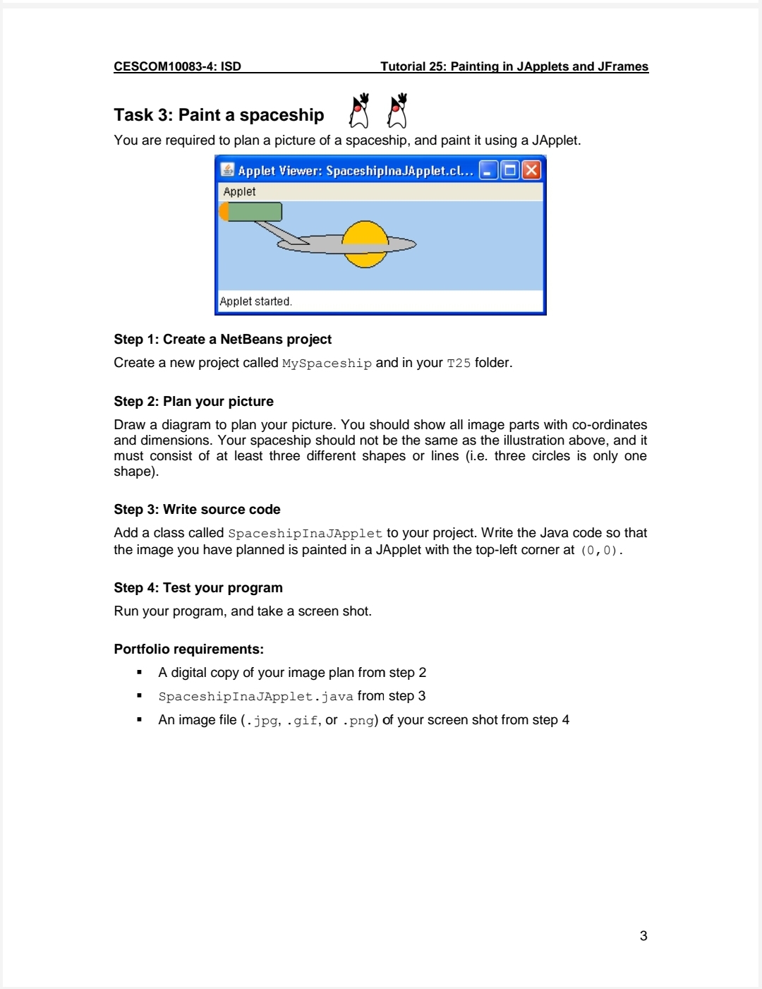 Solved Task 3: Paint a spaceship You are required to plan a | Chegg.com