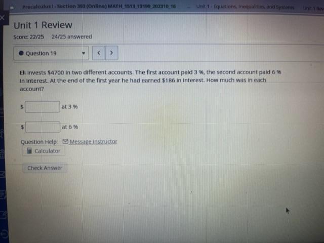 Solved Ell invests $4700 in two different accounts. The | Chegg.com