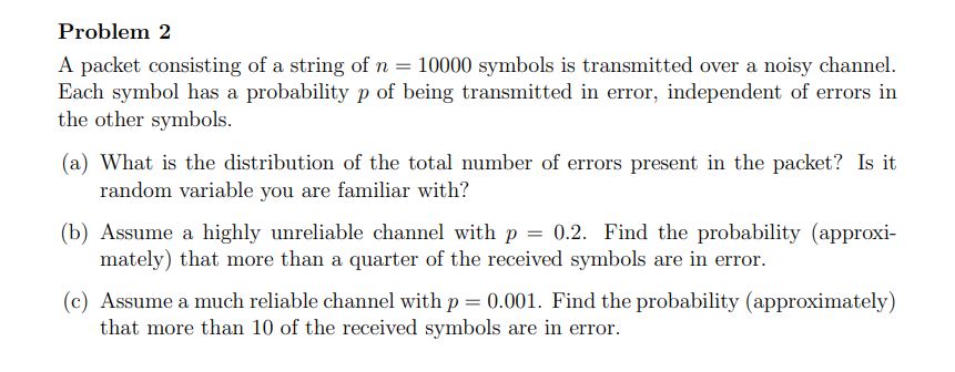 Solved Problem 2A packet consisting of a string of n=10000 | Chegg.com