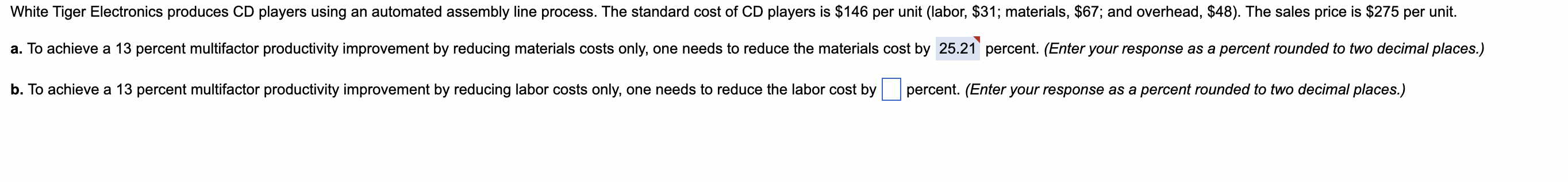 Solved c. To achieve a 15 percent multifactor productivity | Chegg.com