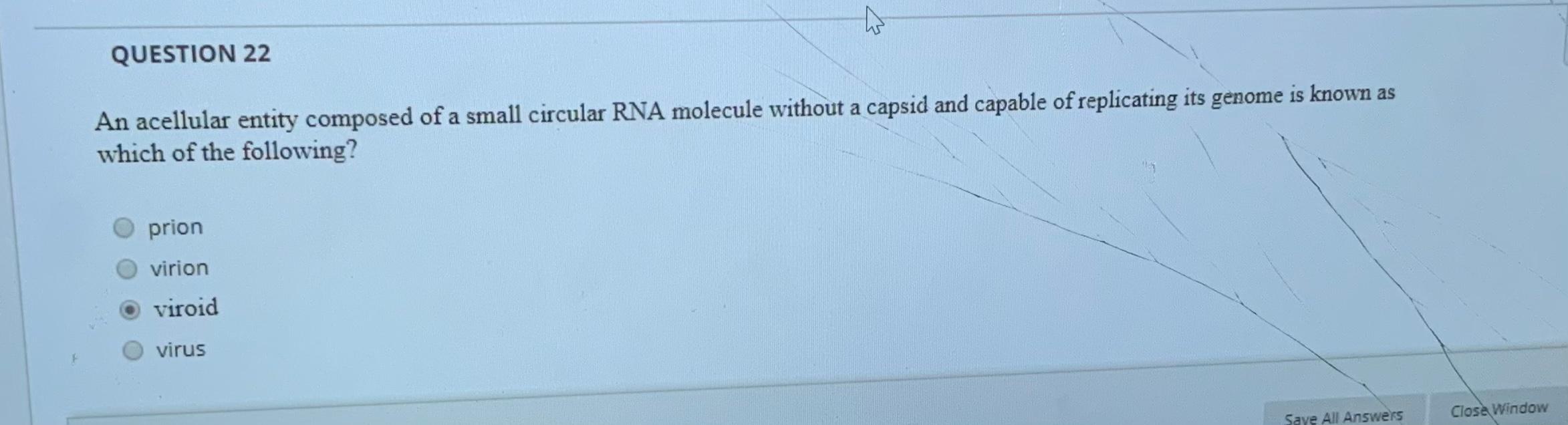 Solved QUESTION 22 An acellular entity composed of a small | Chegg.com