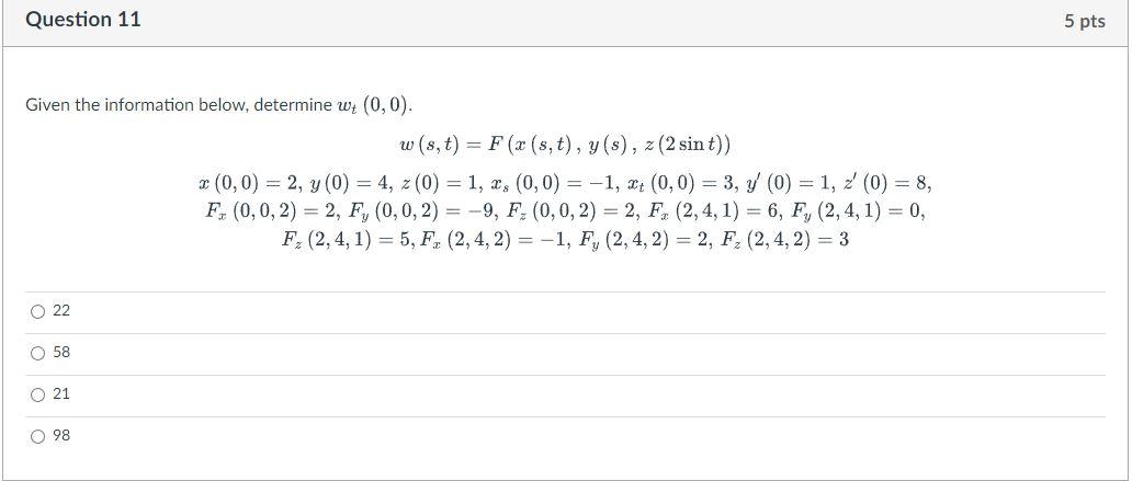 Solved Given the information below, determine wt(0,0). | Chegg.com