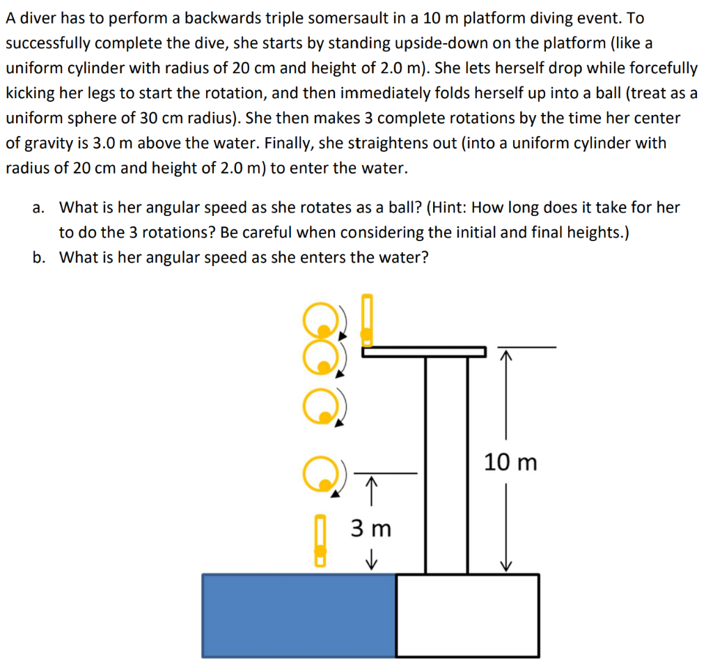Solved A diver has to perform a backwards triple somersault | Chegg.com