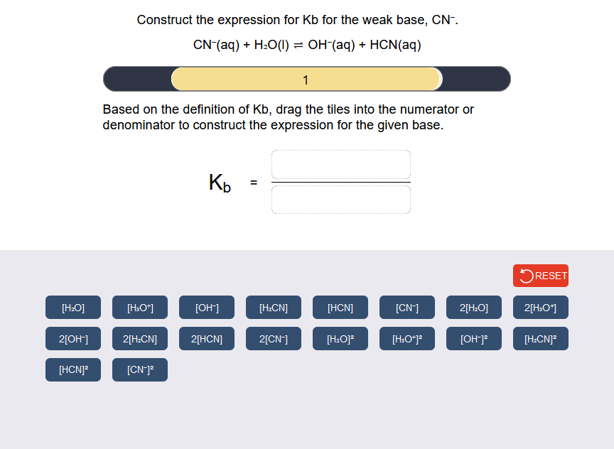 Solved Construct the expression for Kb for the weak base, | Chegg.com