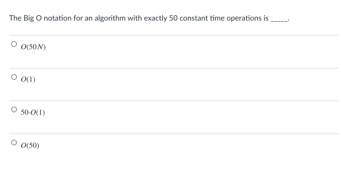 Solved Which of the following is an example of constant time | Chegg.com