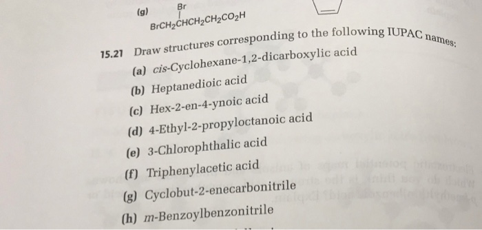 Solved Br BrCH2CHCH2CH2CO2H IUPAC names: Draw structures | Chegg.com