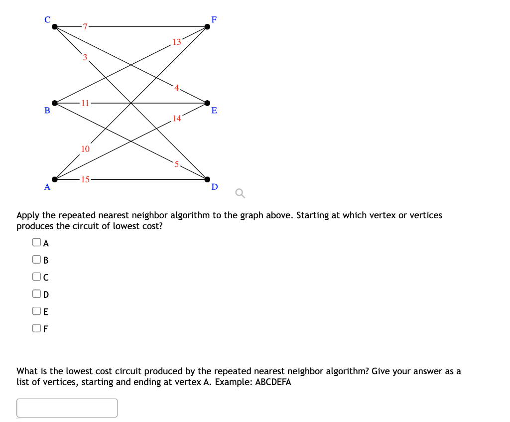 Solved F 13 B E 10 15 A D Apply the repeated nearest | Chegg.com
