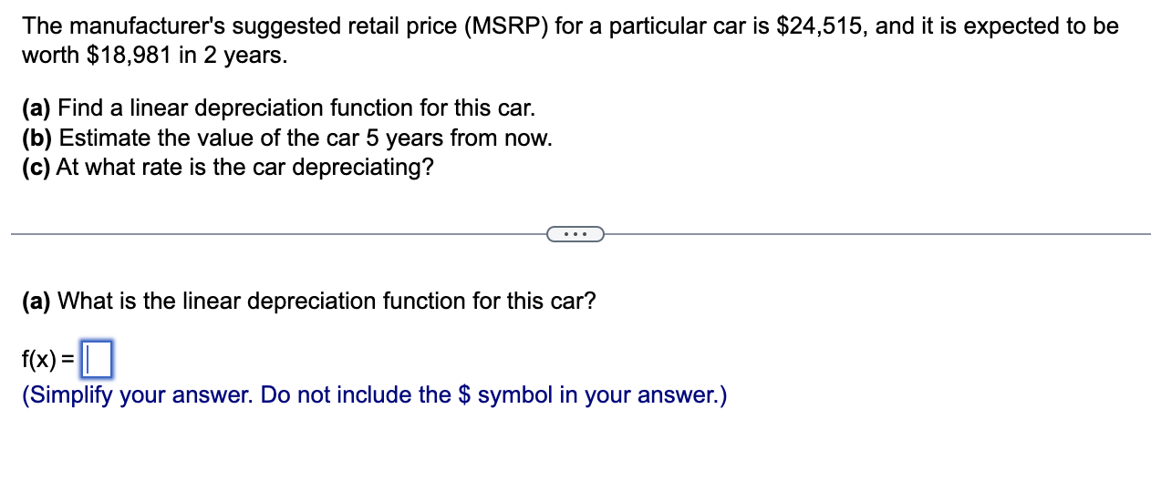 Solved The manufacturer's suggested retail price (MSRP) for | Chegg.com