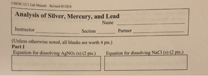 Solved CHEM 1211 Lab Manual Revised 05/2018 Analysis of | Chegg.com