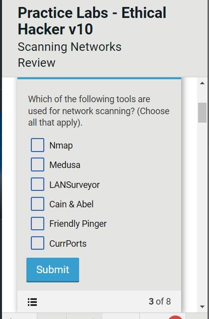 Solved Practice Labs - Ethical Hacker v10 Scanning Networks | Chegg.com