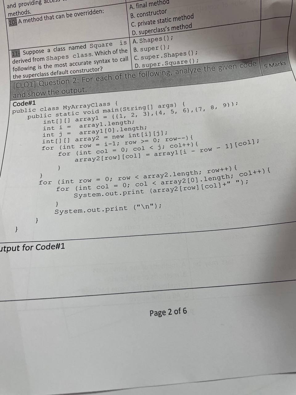 Solved 5 Marks and providing methods. A. final method 10. A | Chegg.com