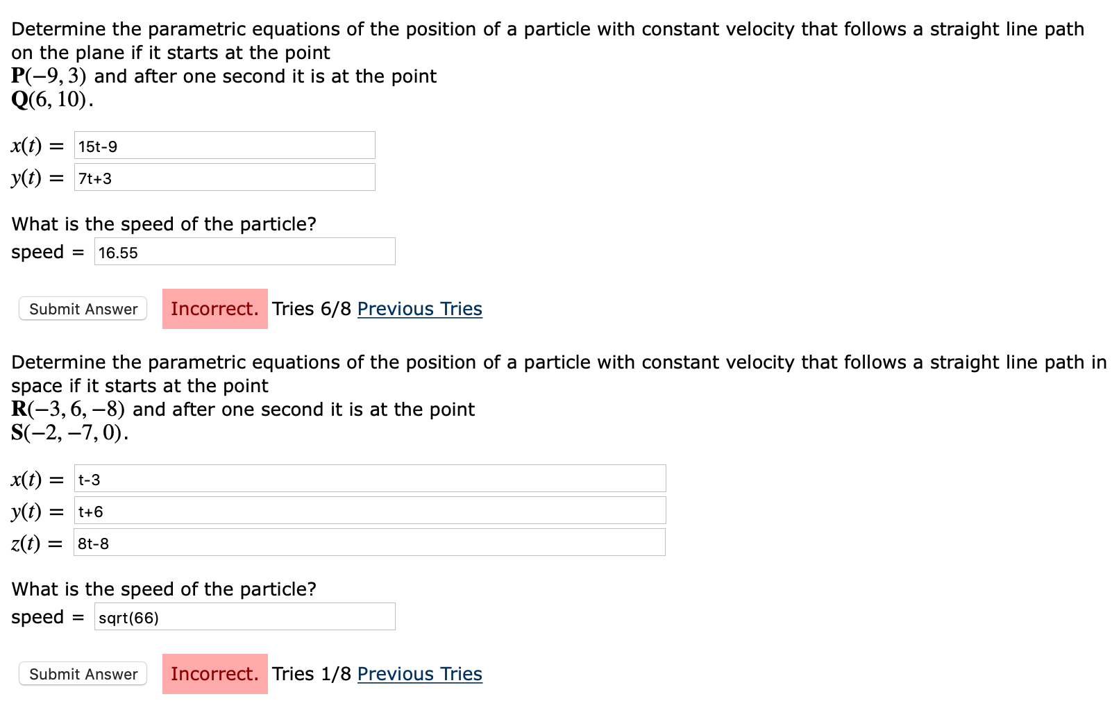 Solved Determine the parametric equations of the position of | Chegg.com