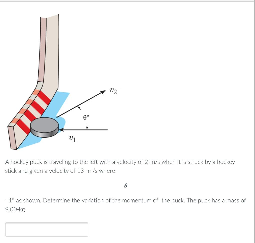 Solved A hockey puck is traveling to the left with a | Chegg.com