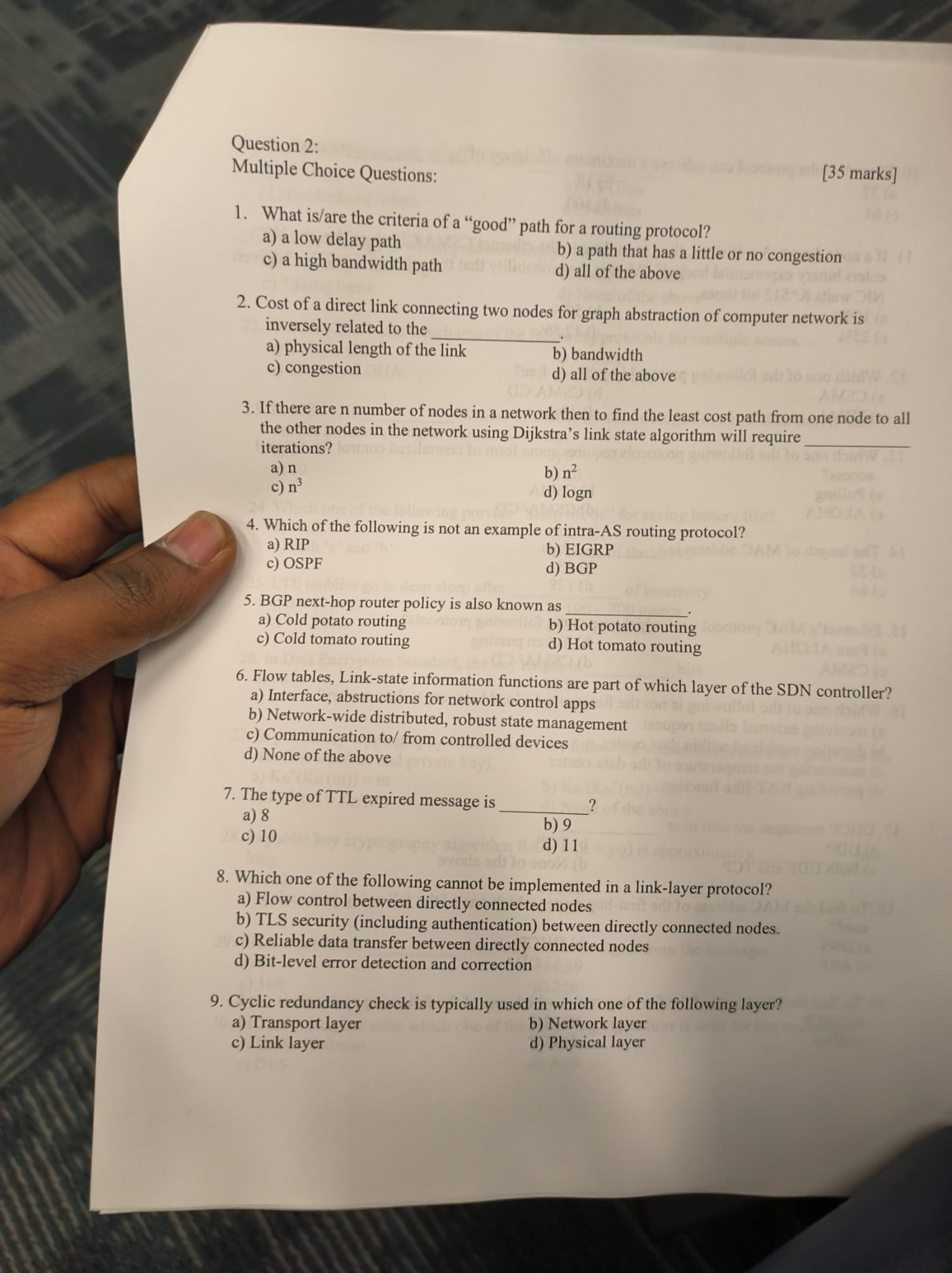 Solved Question 2:Multiple Choice Questions:What is/are the | Chegg.com