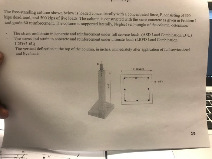 The free-standing column shown below is loaded | Chegg.com