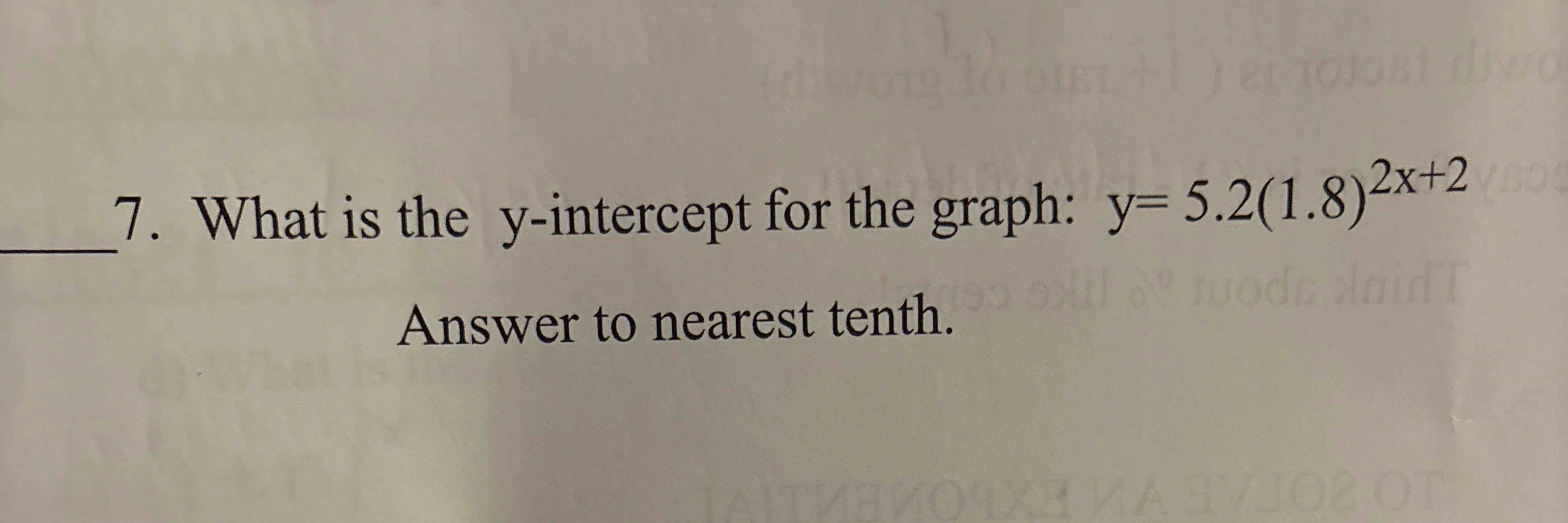 Solved What is ﻿the y-intercept for the graph: | Chegg.com