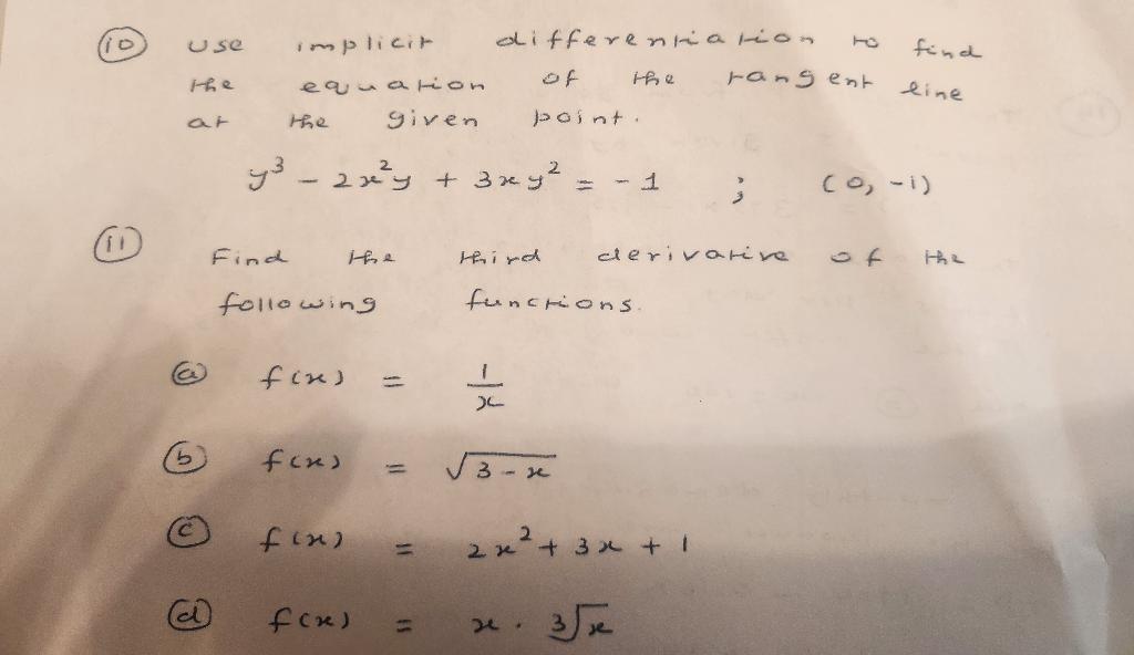 Solved Use implicit differentiation to find the equation of | Chegg.com