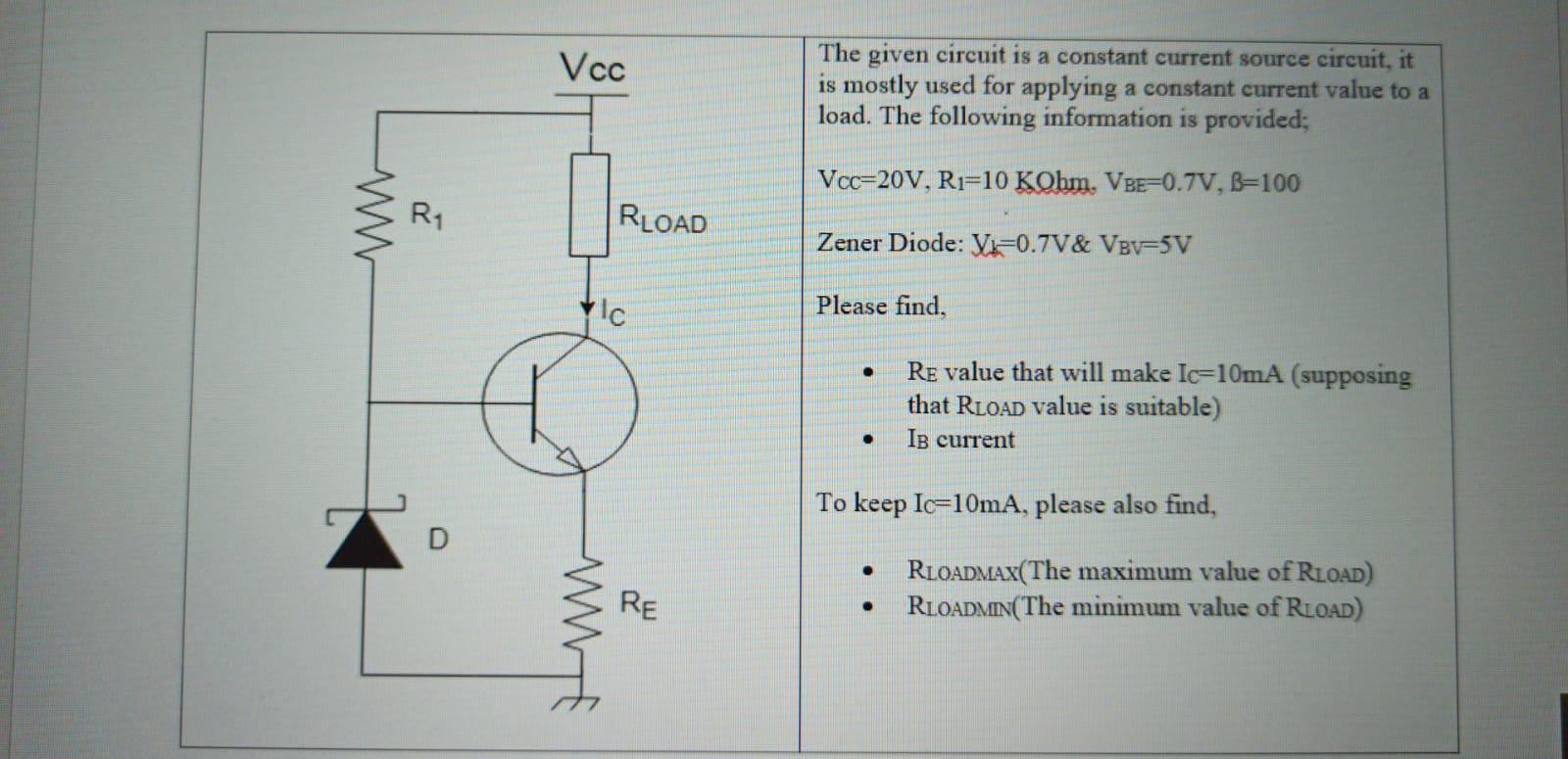 Solved Vcc The given circuit is a constant current source | Chegg.com