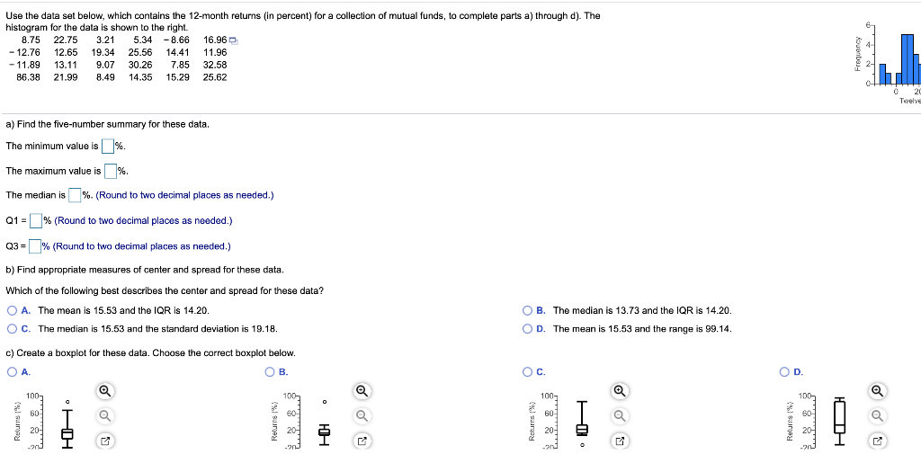 Solved Use the data set below, which contains the 12-month | Chegg.com