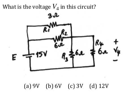 Solved What is the voltage V4 in this circuit? 3 Ri R, + 6. | Chegg.com