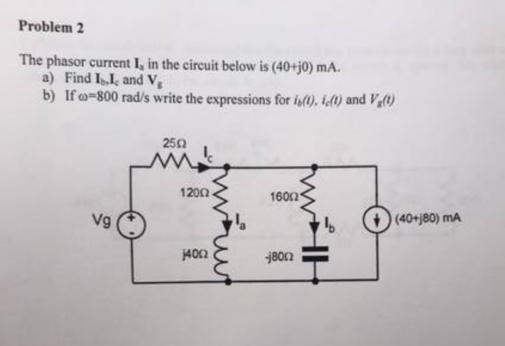 Solved The phasor current I2 in the circuit below is | Chegg.com