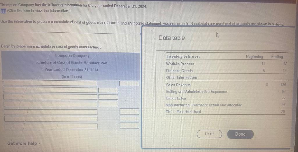 Solved Thompson Company has the following information for | Chegg.com