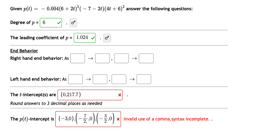 Solved Given p(t)=−0.004(6+2t)3(−7−2t)(4t+6)2 answer the | Chegg.com