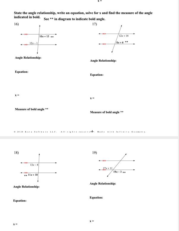 Solved State the angle relationship, write an equation, | Chegg.com