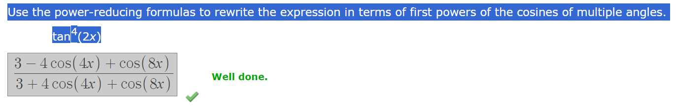 Solved Use the power-reducing formulas to ﻿rewrite the | Chegg.com