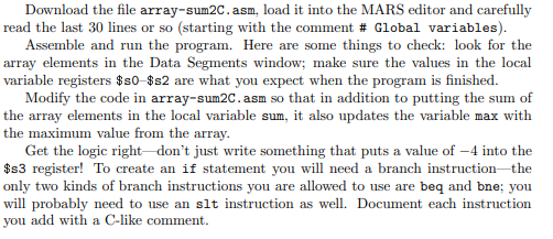 Solved Assembly Language Programming in MARS(MIPS Assembler | Chegg.com