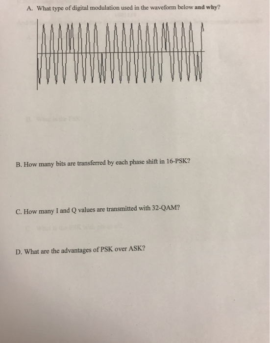 Solved A. What type of digital modulation used in the | Chegg.com