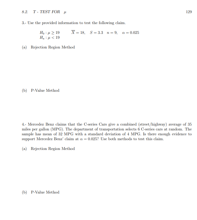 Solved 3.- ﻿Use the provided information to test the | Chegg.com