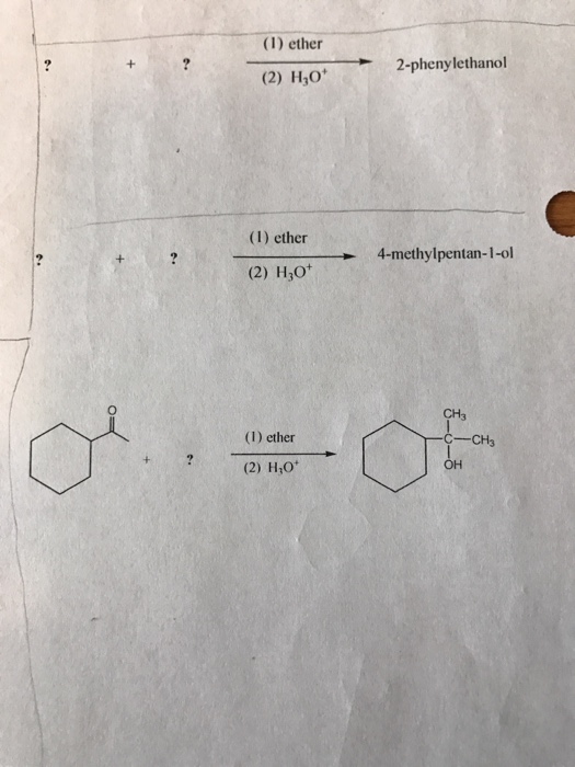 Solved (1) ether (2) H3O (1) ether (2) H3O ether (2) HTO | Chegg.com