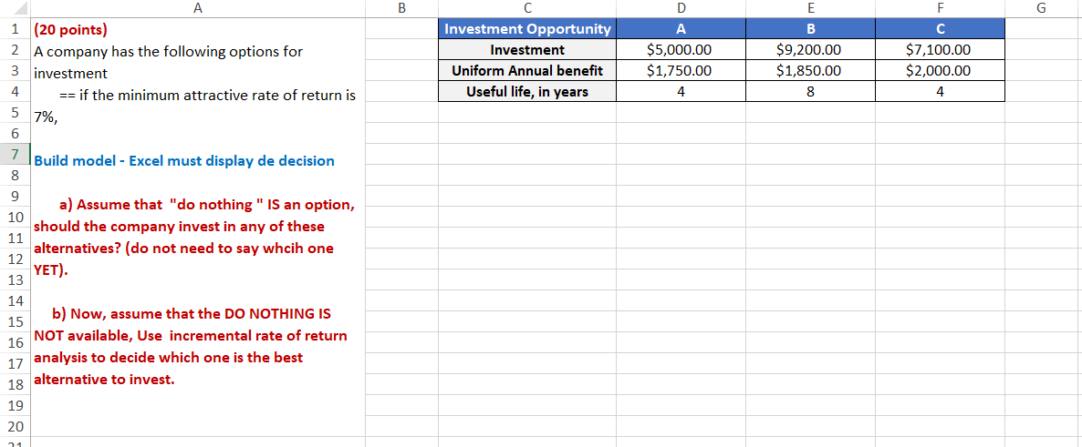 Solved Please include the excel formulas or the excel file | Chegg.com